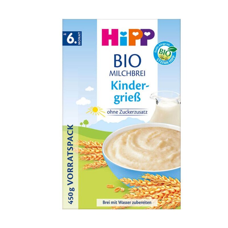 HiPP Organic Milk Porridge Kids Semolina – Healthy Baby Food from 6 M