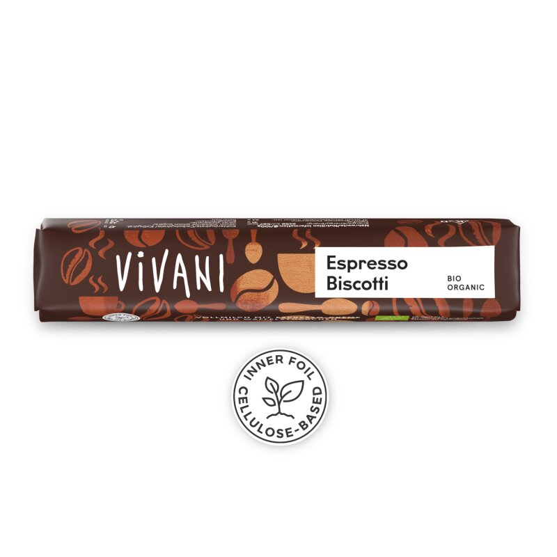 Vivani Espresso Biscotti Bar – Organic Chocolate with Coffee Crunch