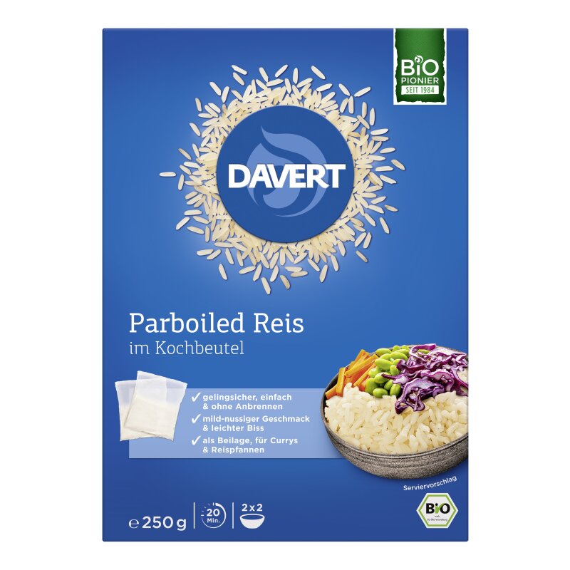 Davert Parboiled Reis im Kochbeutel - Biologisch24.com